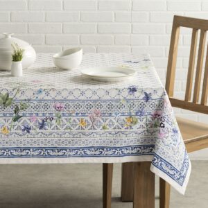 Maison d' Hermine Tablecloths 100% Cotton 60"x120" Decorative Rectangle Tablecloth Washable Table Cover, Holiday Dinner, Wedding, Baby Shower & Dining, Faience - Spring/Summer