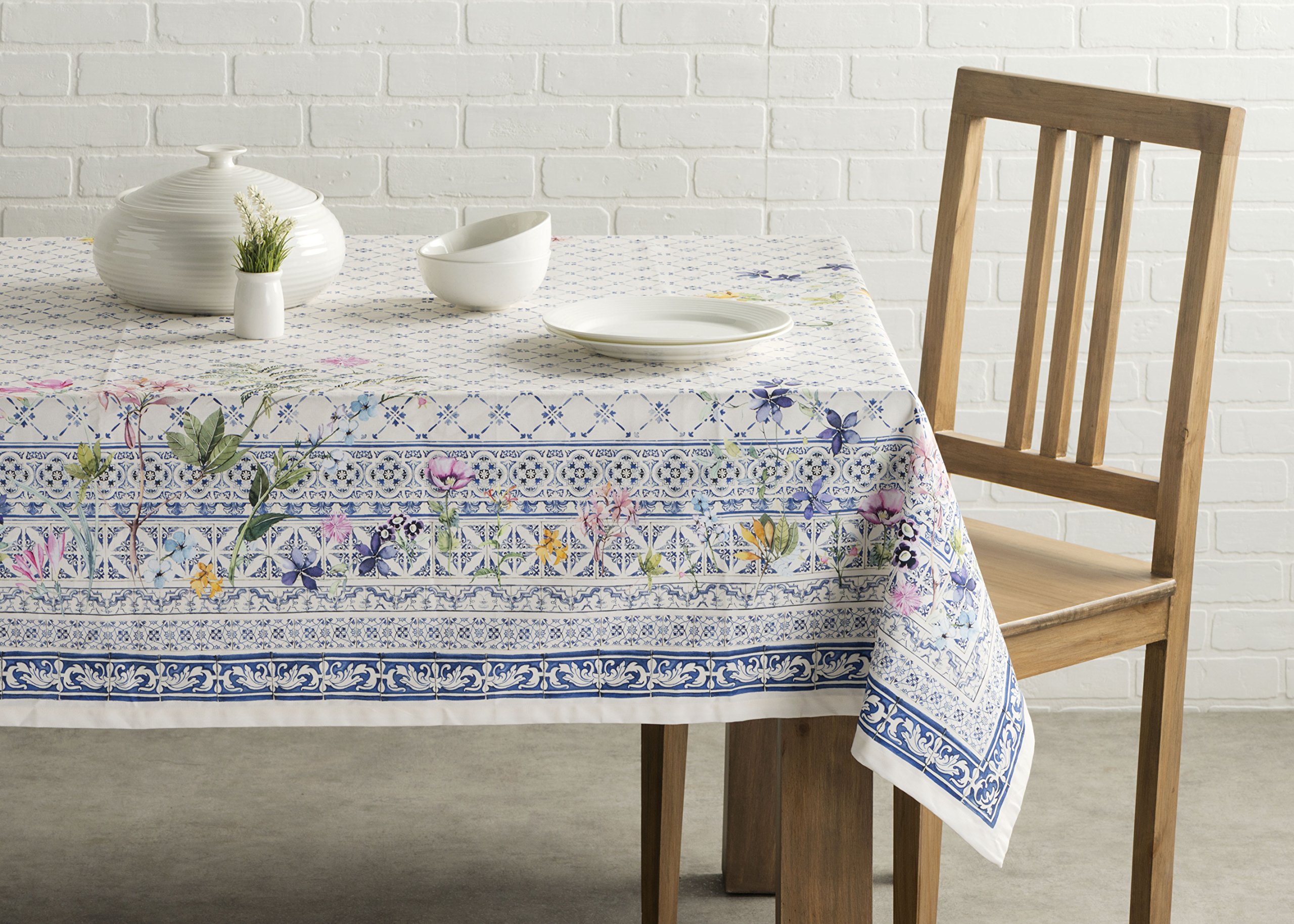 Maison d' Hermine Tablecloths 100% Cotton 60"x120" Decorative Rectangle Tablecloth Washable Table Cover, Holiday Dinner, Wedding, Baby Shower & Dining, Faience - Spring/Summer