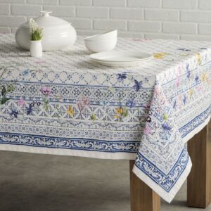 Maison d' Hermine Tablecloths 100% Cotton 60"x120" Decorative Rectangle Tablecloth Washable Table Cover, Holiday Dinner, Wedding, Baby Shower & Dining, Faience - Spring/Summer