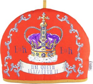 muldale queen elizabeth tea cozy for teapot insulated - crown design - large teapot cover for keeping warm - english tea cosy - 100% cotton with extra thick wadding - 2-6 cups