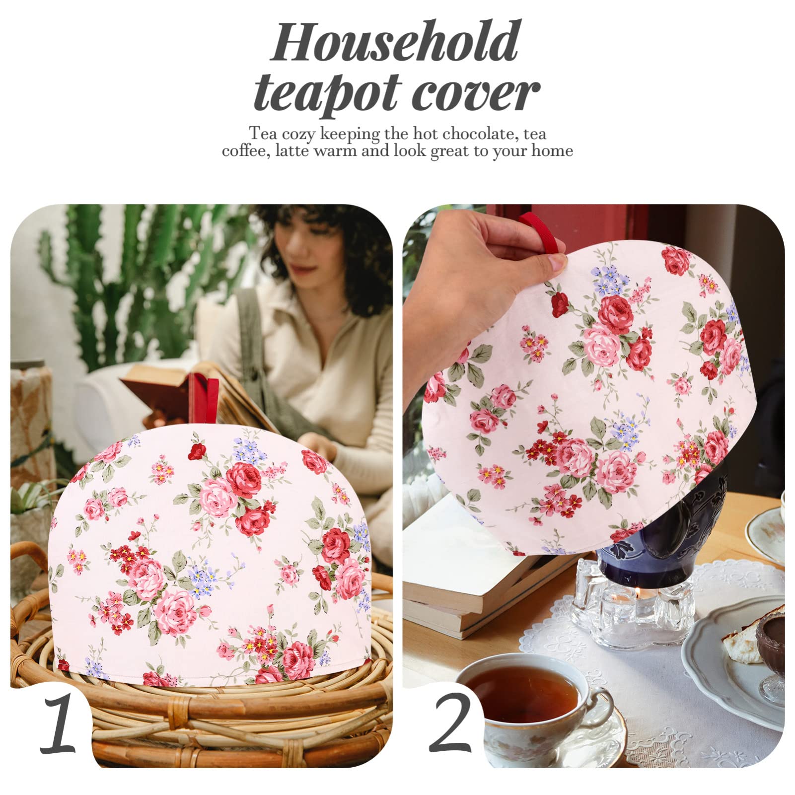 DOITOOL Cotton Tea Cosy for Teapot Decorative Floral Tea Pot Cozies Warm Tea Pot Cover Insulated Kettle Cover Warmer for Home Kitchen Table