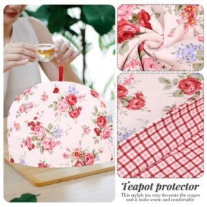 DOITOOL Cotton Tea Cosy for Teapot Decorative Floral Tea Pot Cozies Warm Tea Pot Cover Insulated Kettle Cover Warmer for Home Kitchen Table