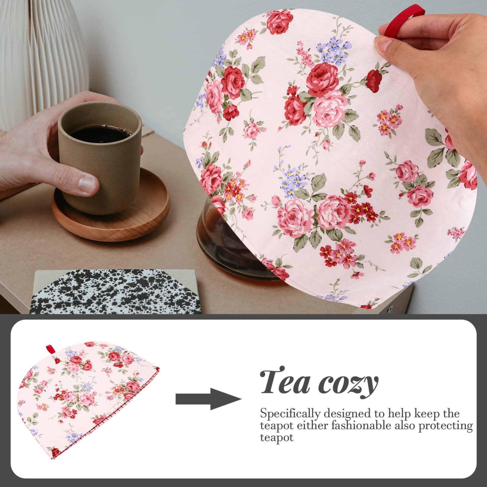 DOITOOL Cotton Tea Cosy for Teapot Decorative Floral Tea Pot Cozies Warm Tea Pot Cover Insulated Kettle Cover Warmer for Home Kitchen Table