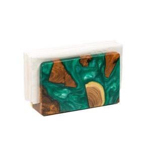 rwa resinwood.art – luxury wooden napkin holder for table decoration. modern napkin storage dispenser decor for home, kitchen, restaurant, café and bar (emerald green, rectangular)