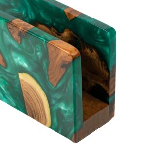 RWA resinwood.art – Luxury Wooden Napkin Holder for table decoration. Modern Napkin Storage Dispenser Decor for Home, Kitchen, Restaurant, Café and Bar (Emerald Green, rectangular)