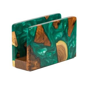 RWA resinwood.art – Luxury Wooden Napkin Holder for table decoration. Modern Napkin Storage Dispenser Decor for Home, Kitchen, Restaurant, Café and Bar (Emerald Green, rectangular)