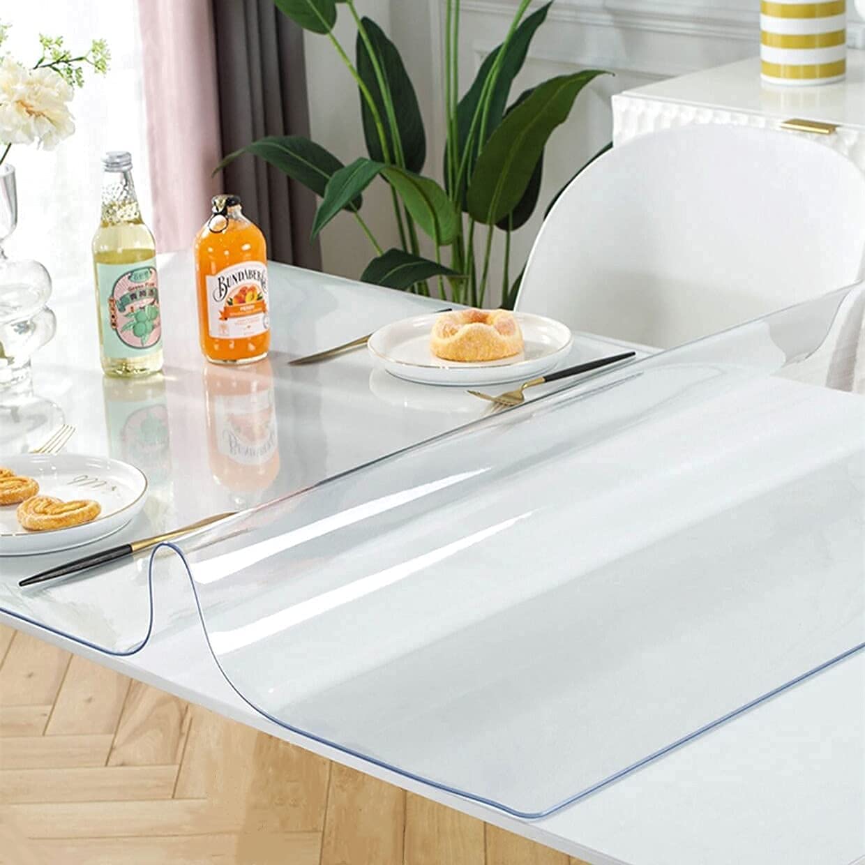 LovePads 1.5mm Thick 36 x 54 Inch Clear Table Cover Protector, Clear Table Protector for Dining Room Table, Plastic Table Cover, Clear Plastic Tablecloth Protector, Dining Table Protectors Pads