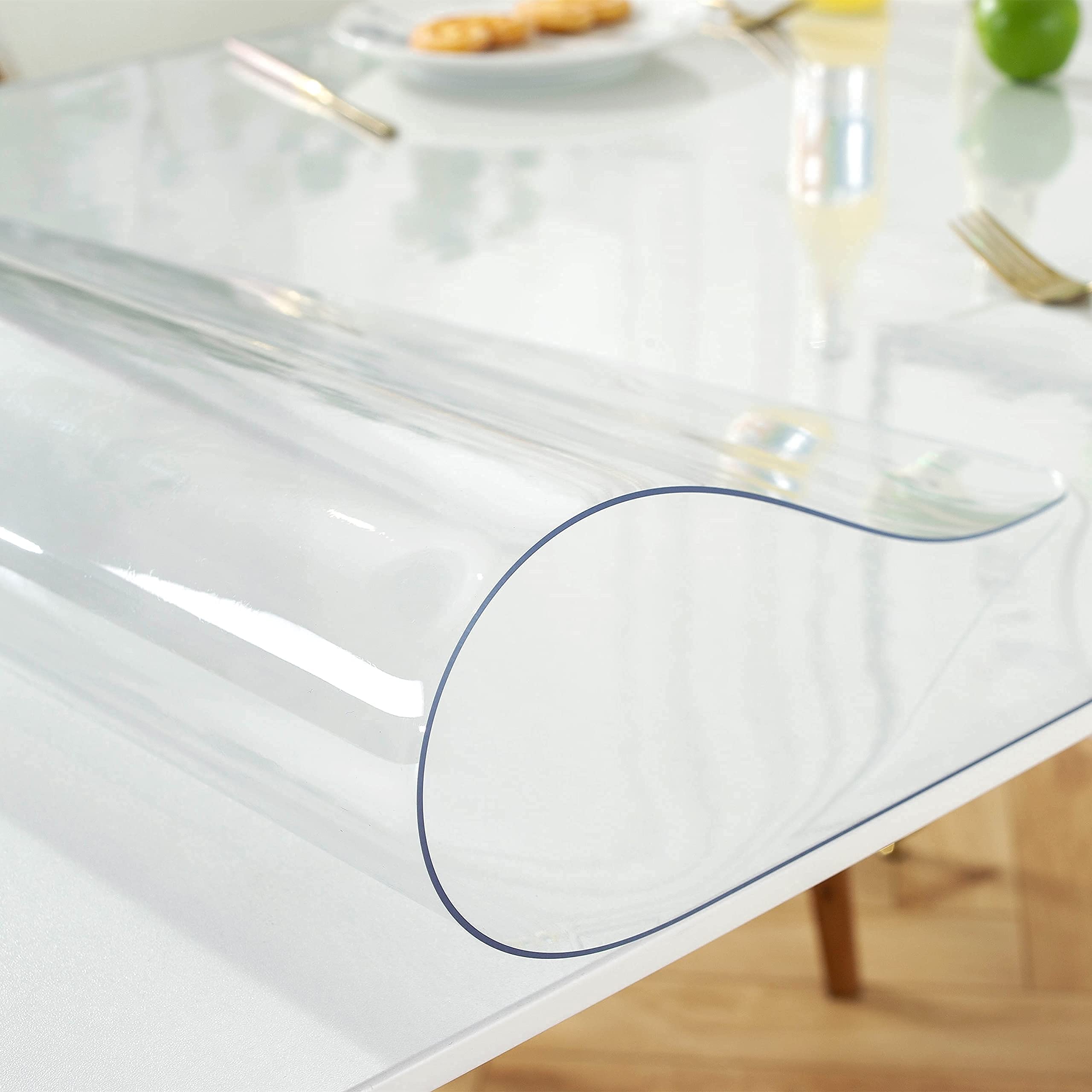 LovePads 1.5mm Thick 36 x 54 Inch Clear Table Cover Protector, Clear Table Protector for Dining Room Table, Plastic Table Cover, Clear Plastic Tablecloth Protector, Dining Table Protectors Pads