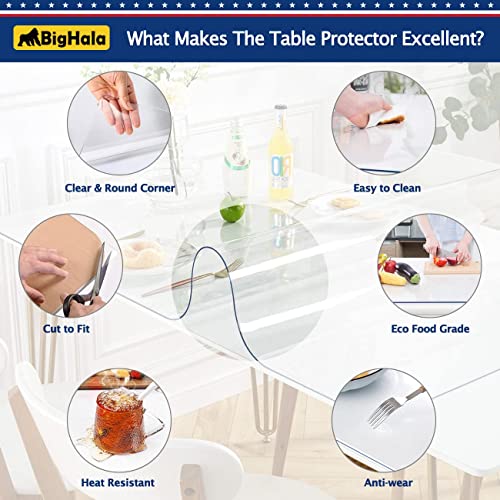 Clear Plastic Protector Wood Furniture Table Topper Protective Cover Dining Living Room Countertop Thick PVC Tablecloth Vinyl Mat Tabletop Protection Pad Wipeable Waterproof Table Cloths 20 x 60 Inch