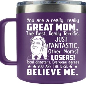 AMAZPRINTS Mothers Day Gifts for Mom from Daughter, Son, Kids - Funny Gifts for Mom from Daughter, Son - Birthday Gifts for Mom - Great Mother Gifts - Presents for Mom - Mom Coffee Mug 14oz, Purple