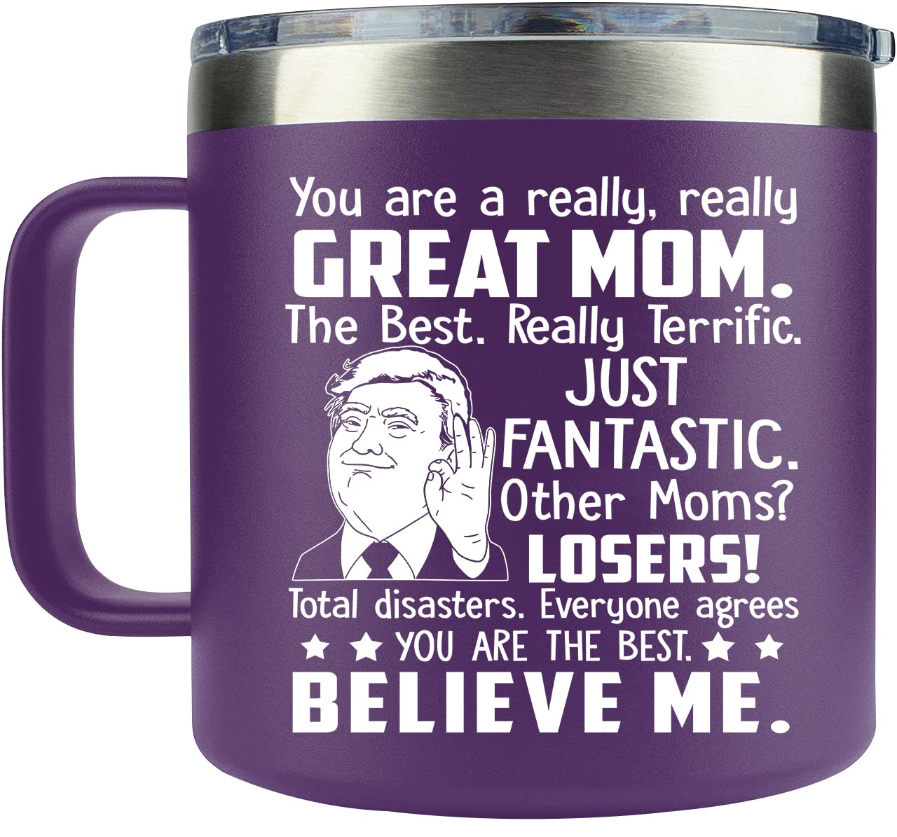 AMAZPRINTS Mothers Day Gifts for Mom from Daughter, Son, Kids - Funny Gifts for Mom from Daughter, Son - Birthday Gifts for Mom - Great Mother Gifts - Presents for Mom - Mom Coffee Mug 14oz, Purple