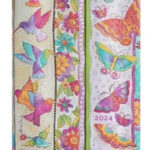 Paperblanks Varzi Dal 1956 2024 Diary 12 Months, Midi Daily Planner, Playful Creations, Butterflies and Hummingbirds – 13 x 18 cm