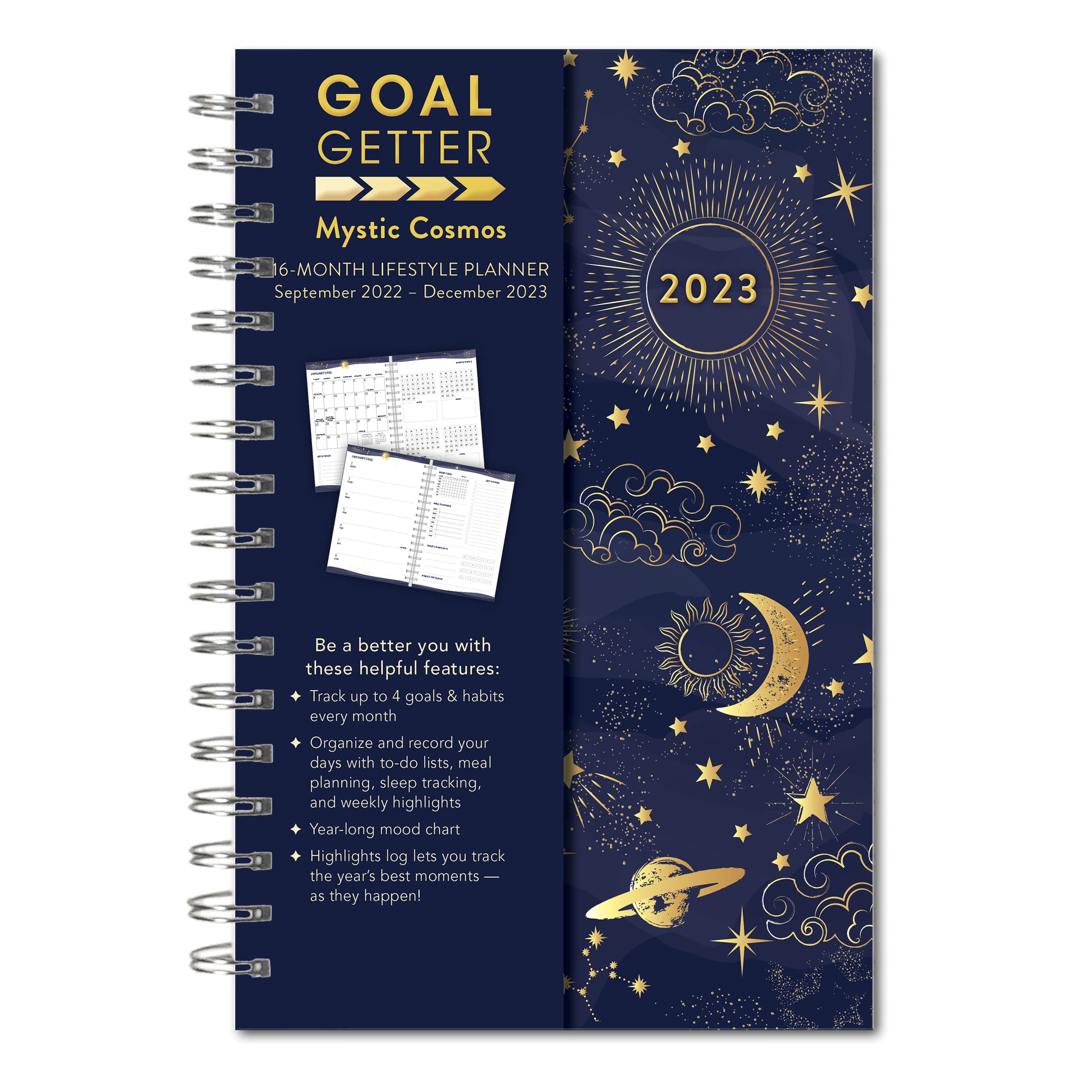 Goal Getter 2023 Weekly and Monthly Planner, 16-Month Lifestyle Planner: September 2022 - December 2023, 6" x 9" - Mystic Cosmos