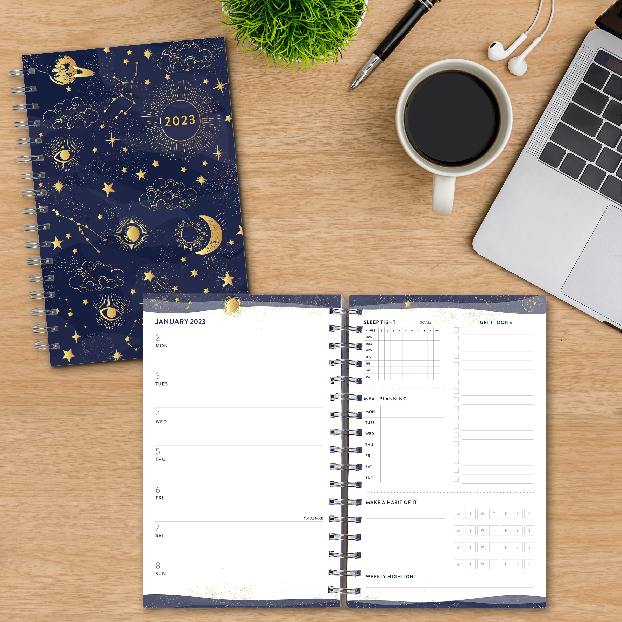 Goal Getter 2023 Weekly and Monthly Planner, 16-Month Lifestyle Planner: September 2022 - December 2023, 6" x 9" - Mystic Cosmos