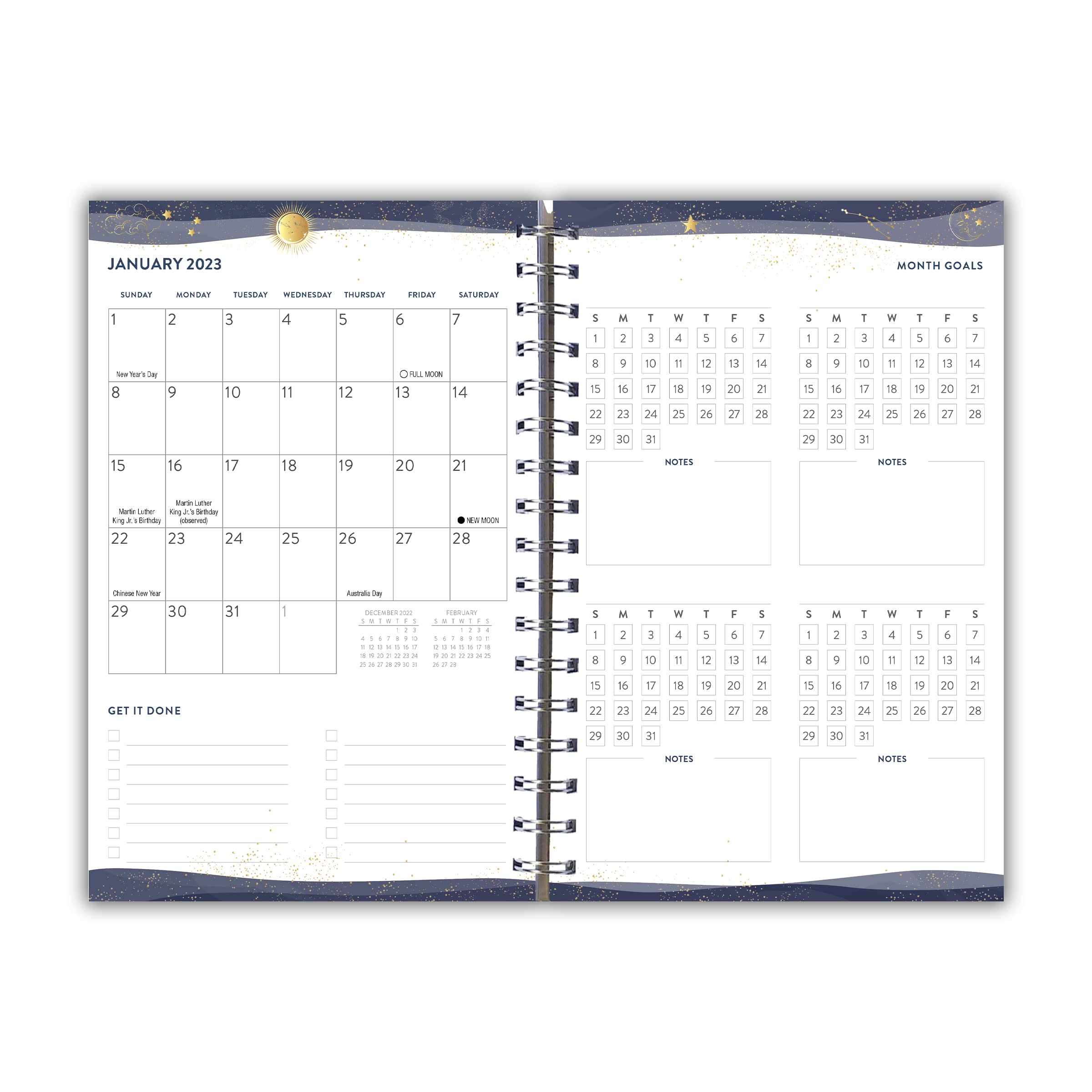 Goal Getter 2023 Weekly and Monthly Planner, 16-Month Lifestyle Planner: September 2022 - December 2023, 6" x 9" - Mystic Cosmos