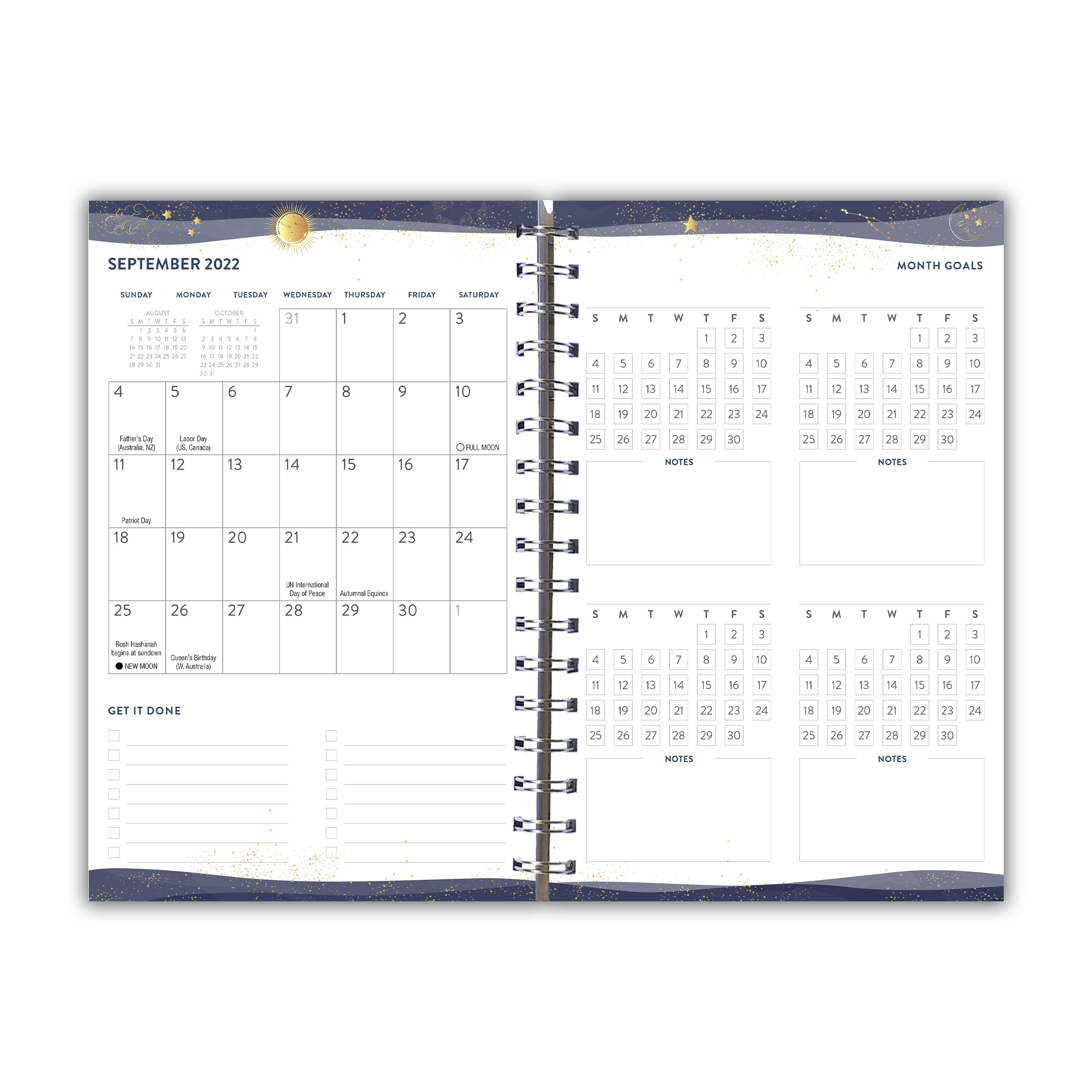 Goal Getter 2023 Weekly and Monthly Planner, 16-Month Lifestyle Planner: September 2022 - December 2023, 6" x 9" - Mystic Cosmos