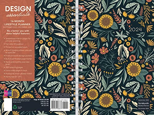 2024 Weekly & Monthly Planner, 16-Month Engagement Calendar: September 2022 - December 2023, 9" x 6" - Harvest Sunflowers