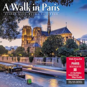 willow creek press a walk in paris monthly 2024 wall calendar (12" x 12")