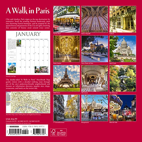 Willow Creek Press A Walk in Paris Monthly 2024 Wall Calendar (12" x 12")