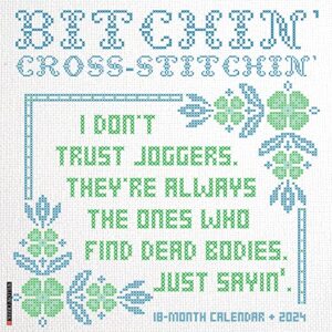 willow creek press bitchin' cross-stitchin' monthly 2024 wall calendar (12" x 12")