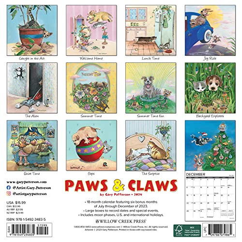 Willow Creek Press Gary Patterson's Paws n Claws 2024 12" x 12" Wall Calendar Gary Patterson