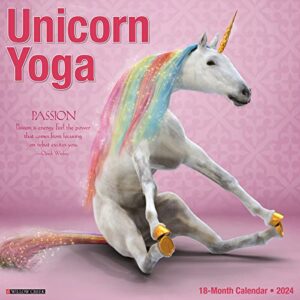 willow creek press unicorn yoga monthly 2024 wall calendar (12" x 12")