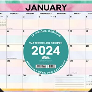 Willow Creek Press Watercolor Stripes Monthly 2024 Deskpad Calendar (22" x 17")