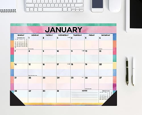 Willow Creek Press Watercolor Stripes Monthly 2024 Deskpad Calendar (22" x 17")