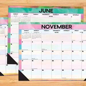 Willow Creek Press Watercolor Stripes Monthly 2024 Deskpad Calendar (22" x 17")