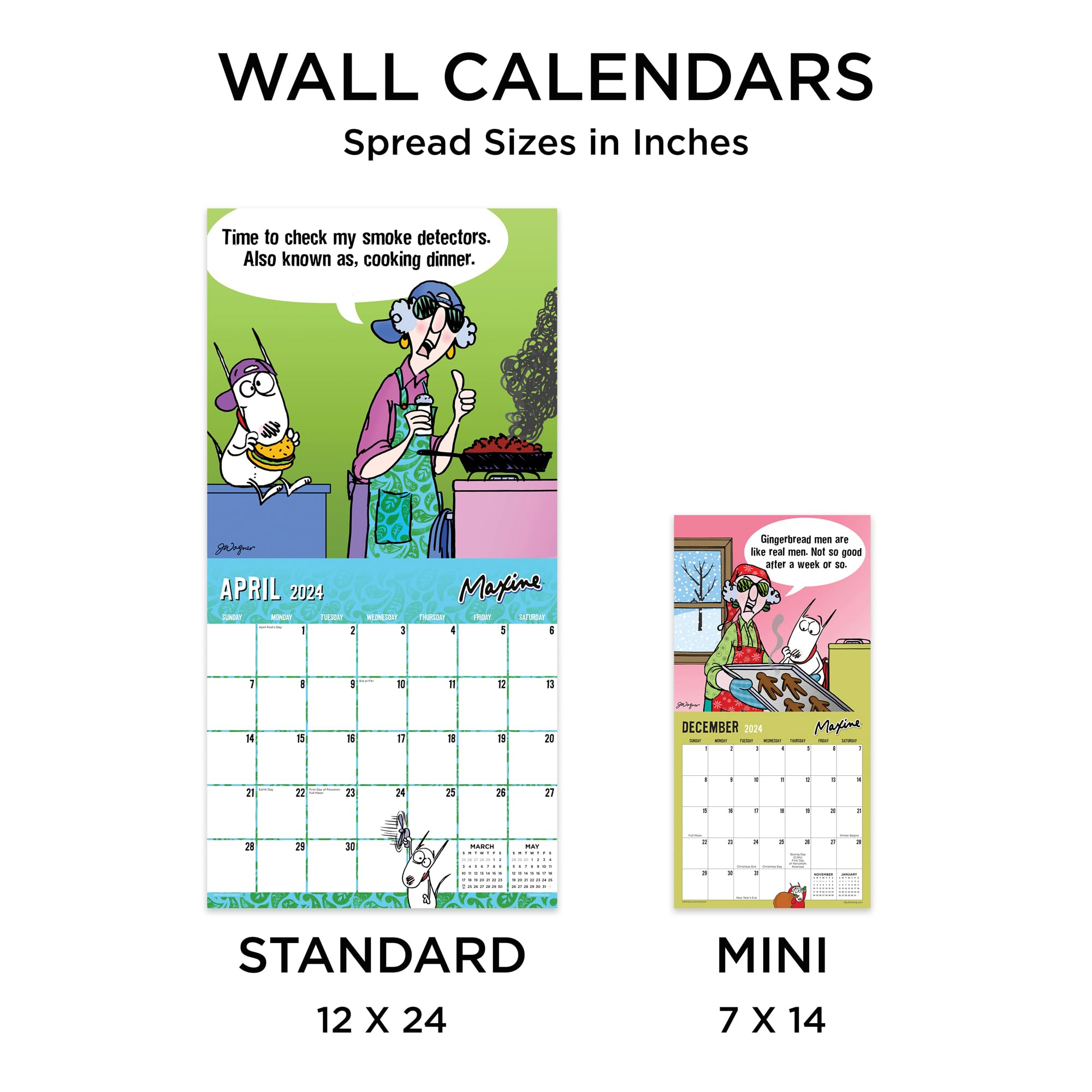 TF PUBLISHING 2024 Maxine Wall Calendar | Large Grids for Appointments and Scheduling | Vertical Monthly Wall Calendar 2024 | Home and Office Organization | Premium Matte Paper | 12"x12”