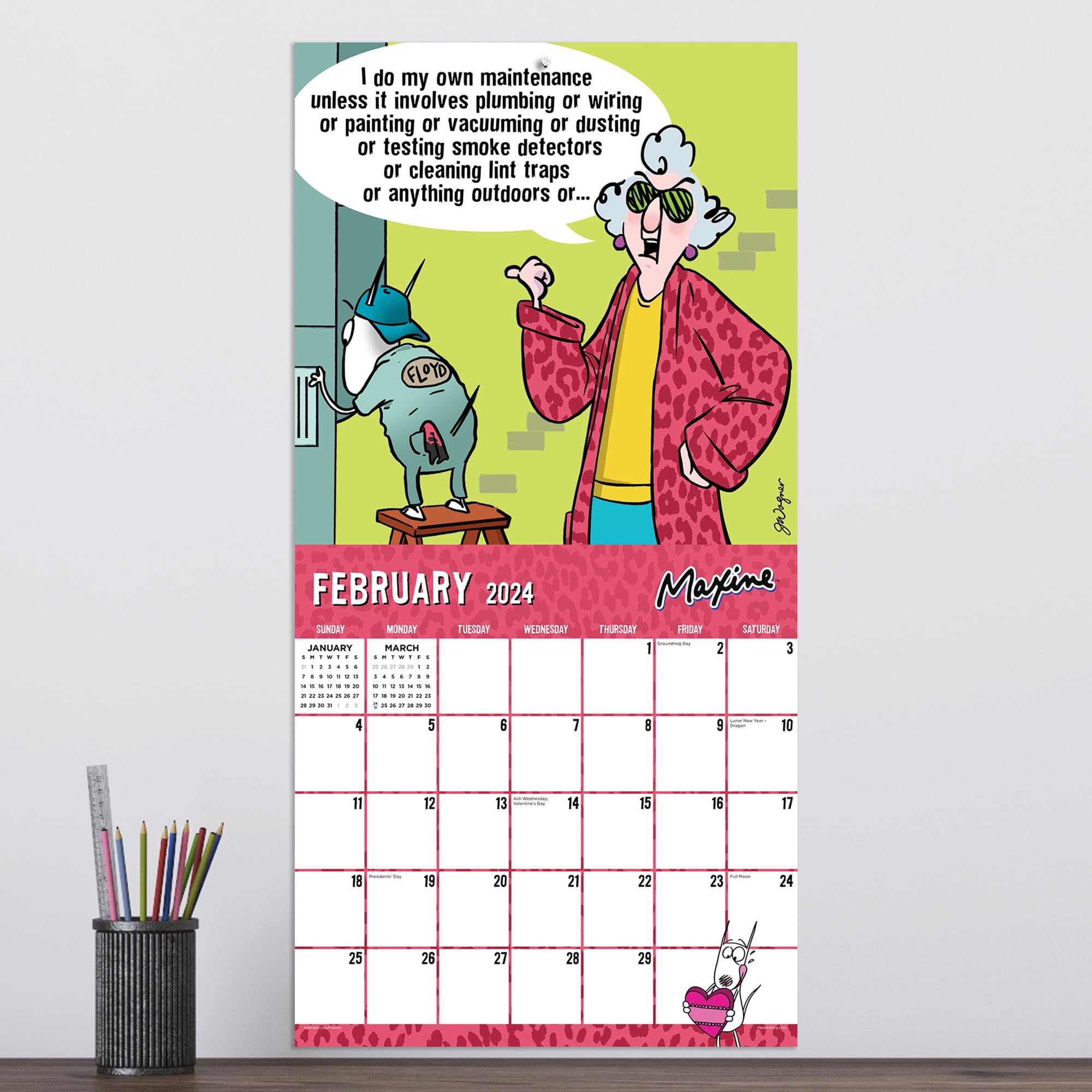 TF PUBLISHING 2024 Maxine Wall Calendar | Large Grids for Appointments and Scheduling | Vertical Monthly Wall Calendar 2024 | Home and Office Organization | Premium Matte Paper | 12"x12”