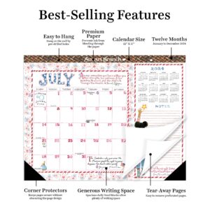 TF PUBLISHING 2024 Susan Branch Large Desk Pad Monthly Blotter Calendar | 12 Month Desktop Calendar | For Office Desk or Wall | Tear-Off Pages with Large Monthly Grids | Horizontal | 22” x 17”