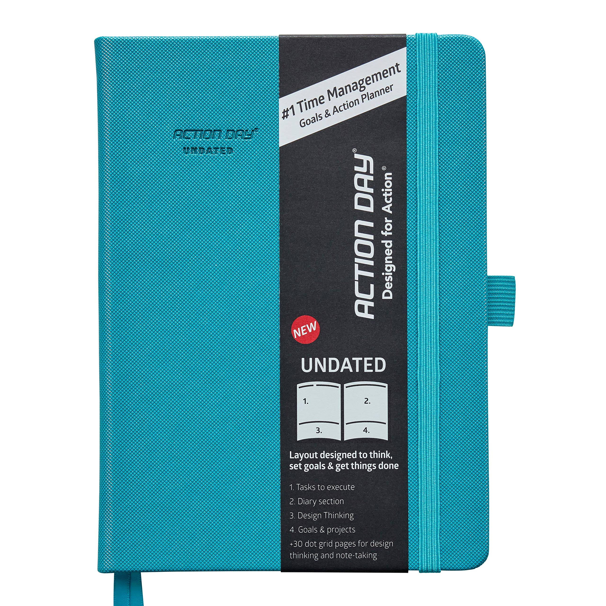 Action Day Undated Weekly Productivity Planner With To-Do List,Goal Setting & Action Planning for Your Life,Work & Home - Size 6x8 - Turquoise