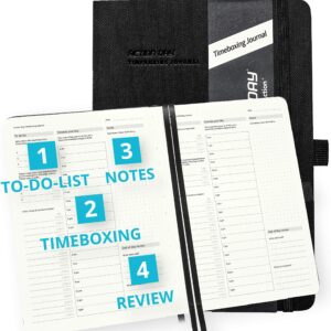 Action Day TIMEBOXING PLANNER Journal - All-in-ONE Layout Design Timeboxing is a Powerful Technique to Improve Your Productivity & Your Life, Pocket, 7x9