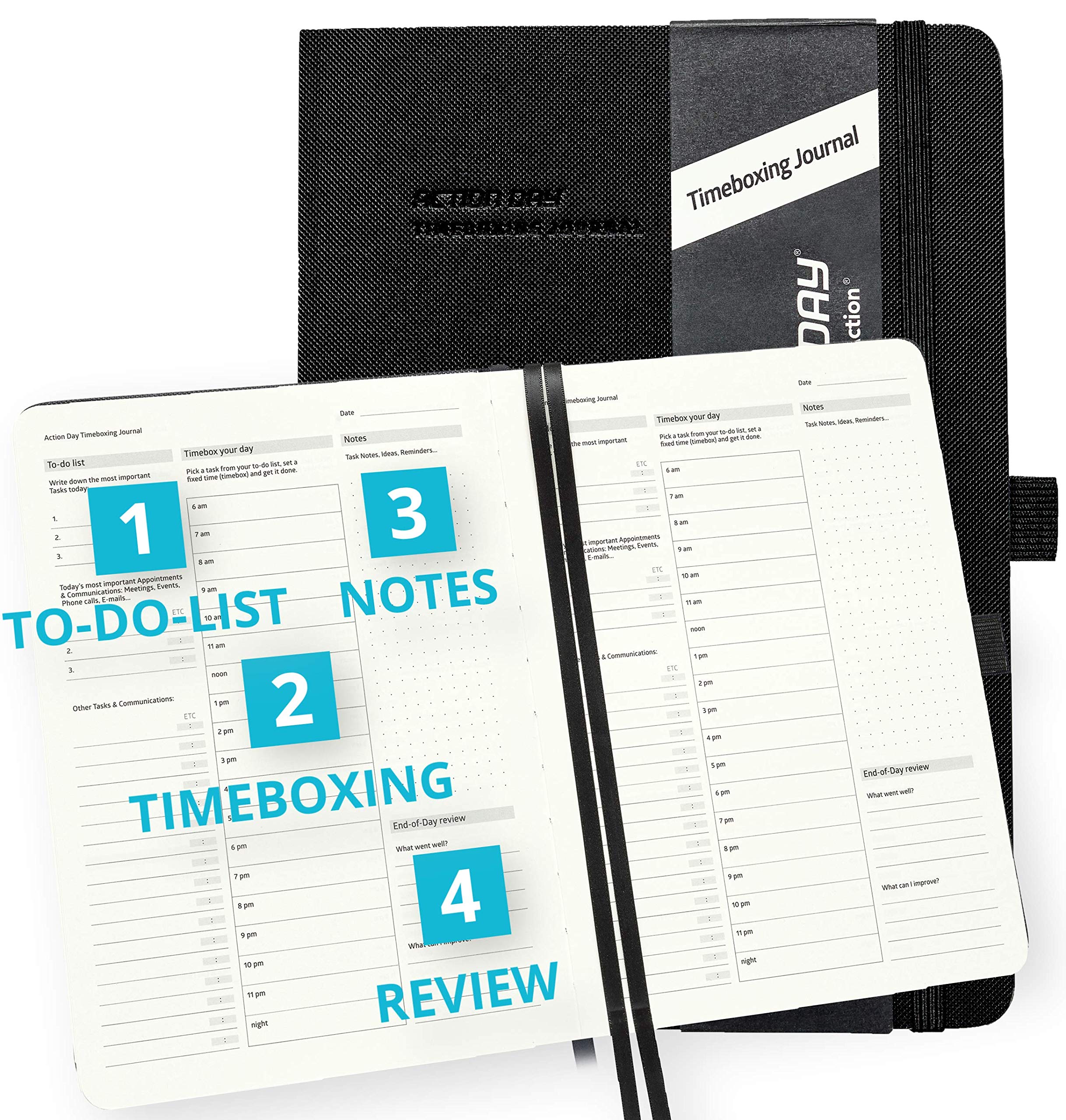 Action Day TIMEBOXING PLANNER Journal - All-in-ONE Layout Design Timeboxing is a Powerful Technique to Improve Your Productivity & Your Life, Pocket, 7x9