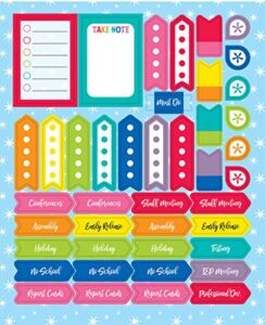 schoolgirl style hello sunshine colorful planner stickers, 252 teacher planner stickers for to do list & classroom management, 6 teacher planner sticker sheets, classroom organization school supplies