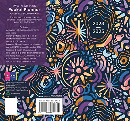 2024 Pocket Planner: Two-Year-Plus Monthly Pocket Calendar Planner (29-Month): August 2023 - December 2025, 6.5" x 3.5" - Groovy Galaxy