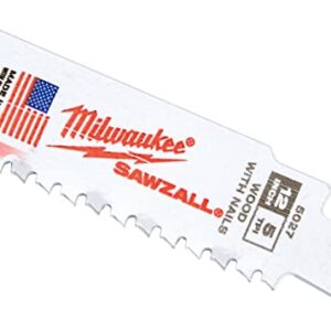 Milwaukee 48-00-5027 The AX 12-Inch, 5/8 TPI Super Sawzall Blade, 5-Pack, bi-metal