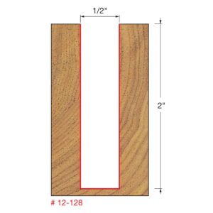 Freud 12-128: 1/2" (Dia.) Double Flute Straight Bit (Eclipse Grind),Red