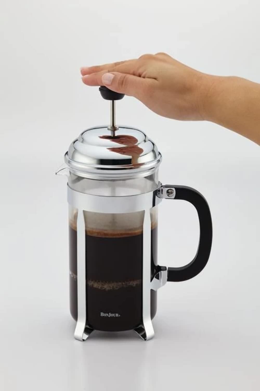 BonJour Coffee Stainless Steel French Press with Glass Carafe, 33.8-Ounce, Monet, Black Handle