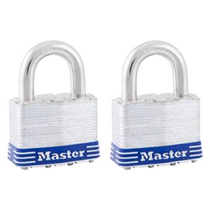 master lock 5t outdoor padlock with key, 2 pack keyed-alike, silver