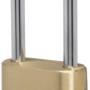 Master Lock Combination Lock, Indoor and Outdoor Padlock, Set Your Own Combination Lock, Extended 2-1/4 in. Lock Shackle with Brass Finish, 175DLH