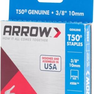 Arrow 506 Heavy Duty T50 3/8-Inch Leg Length, 3/8-Inch Crown, Staples for Upholstery, Construction, Furniture, Crafts, 1250-Pack