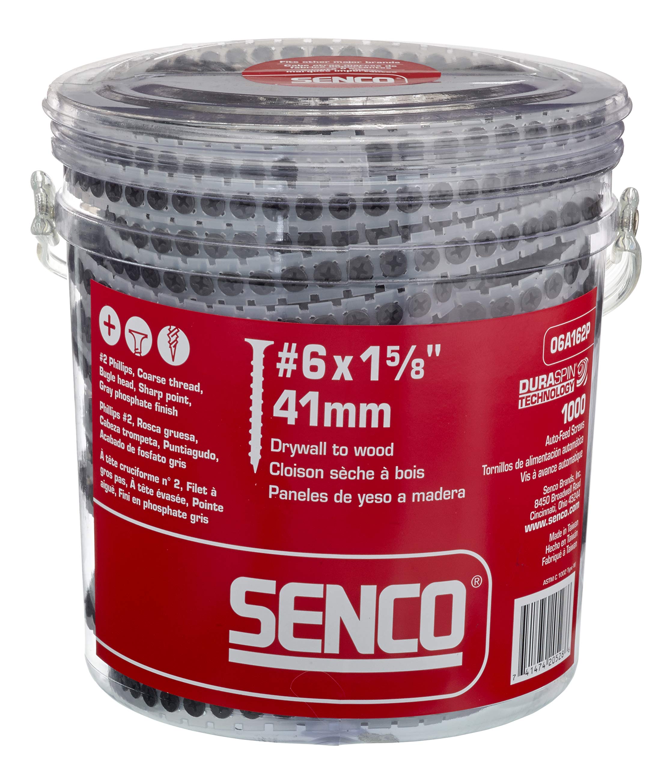 Senco 06A162P Duraspin# 6 by 1-5/8" Drywall to Wood Collated Screw (1, 000per Box)