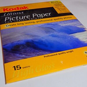 Kodak 8110579 Ultima Picture Paper, Glossy (8.5x11, 15 Sheets)