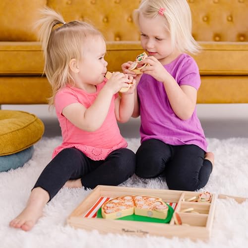 Melissa & Doug Wooden Pizza Play Food Set With 36 Toppings - Pretend Food And Pizza Cutter/ Toy For Kids Ages 3+