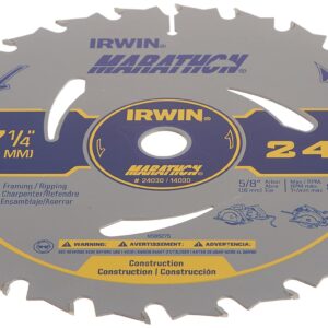 IRWIN Tools MARATHON Carbide Corded Circular Saw Blade, 7 1/4-inch, 24T (24030)