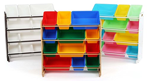 Humble Crew, Natural/Primary Kids' Toy Storage Organizer with 12 Plastic Bins, 34*35*15.5inch