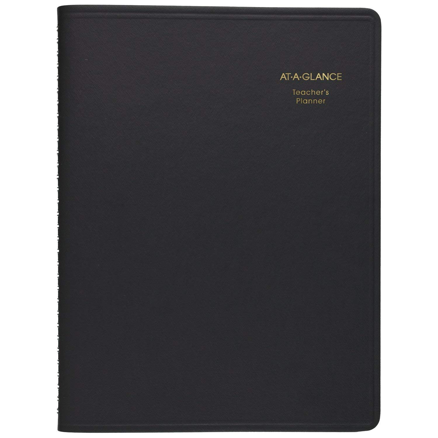 AT-A-GLANCE Teacher Planner, 8-1/4" x 10-7/8", Undated Weekly & Daily Planner, Academic Lesson Plan Book for Family Homeschool Supplies, Agenda with Twin-Wire Binding, Black Leather (8015505)