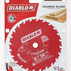 Freud D0624X Diablo 6-1/2-Inch 24-Tooth ATB Framing Saw Blade with 5/8-Inch Arbor, multi